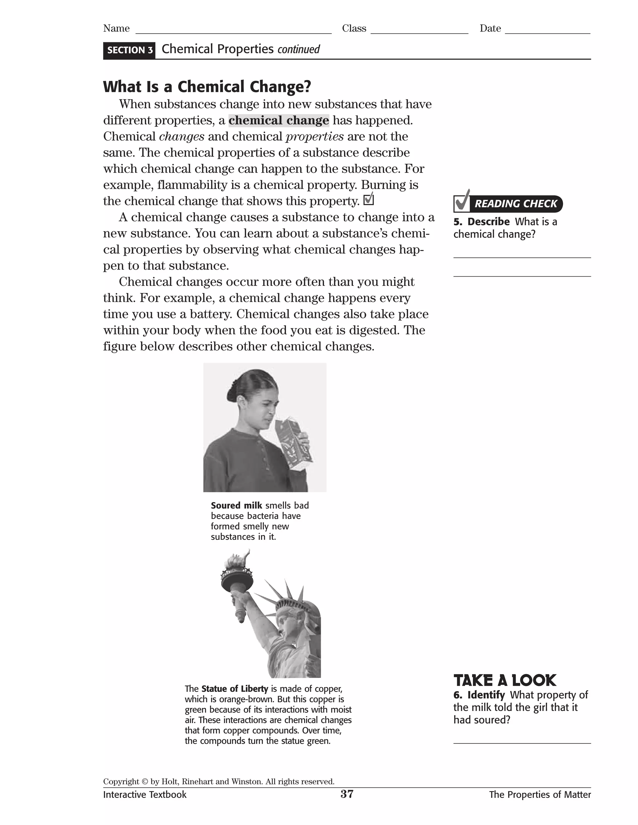 Interactive textbook ch. 2 & 3 the properties & states of matter | PDF