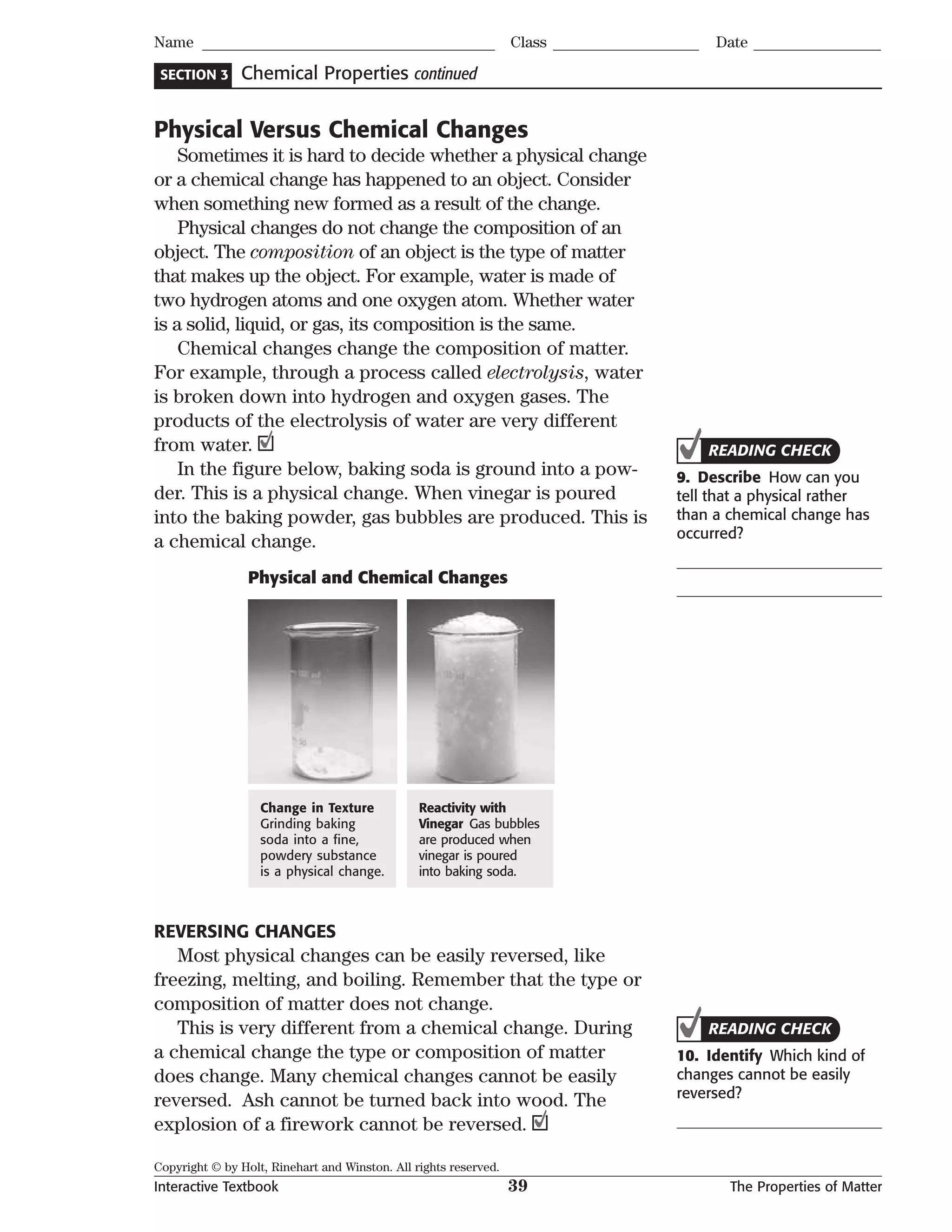 Interactive textbook ch. 2 & 3 the properties & states of matter | PDF