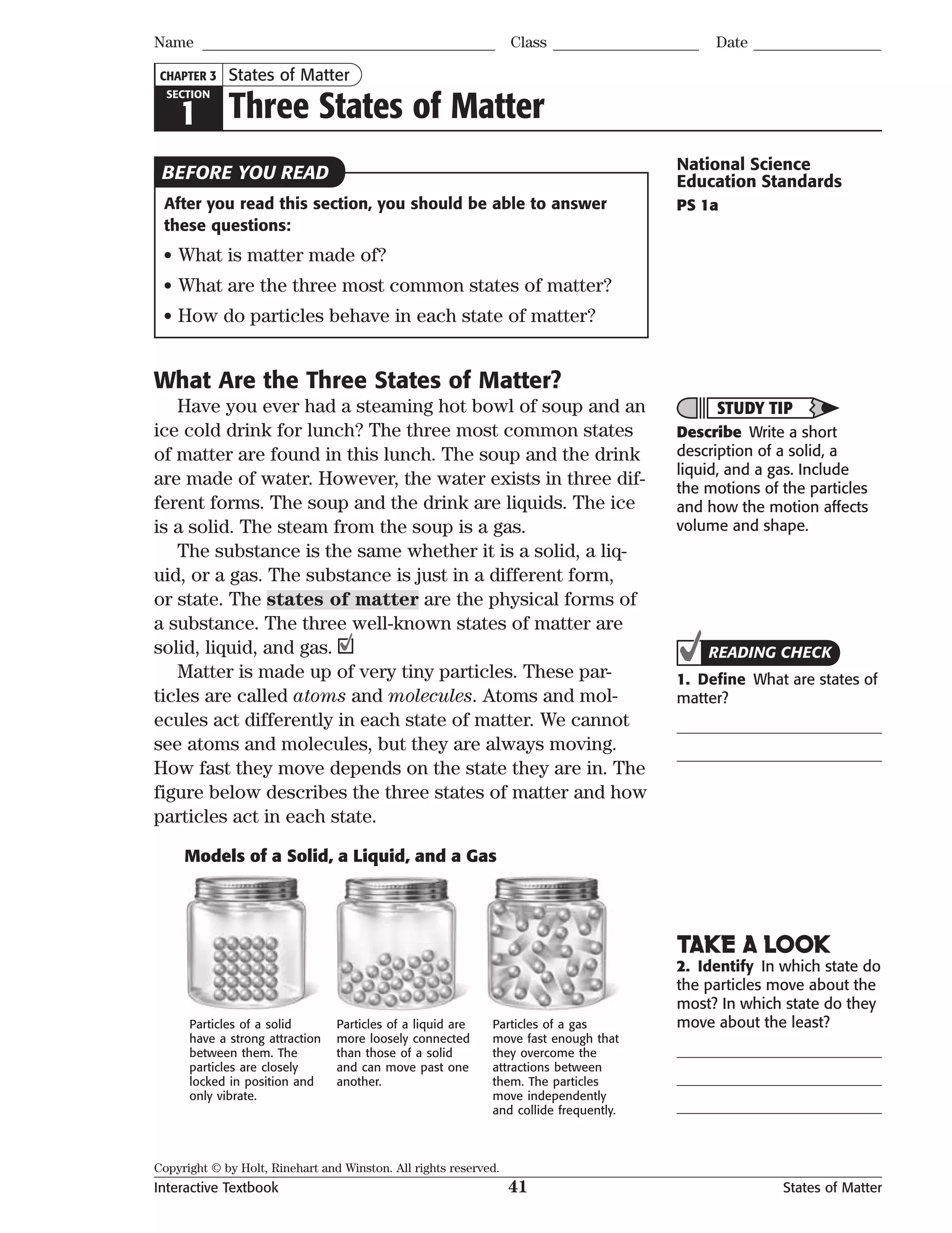 Interactive textbook ch. 2 & 3 the properties & states of matter | PDF