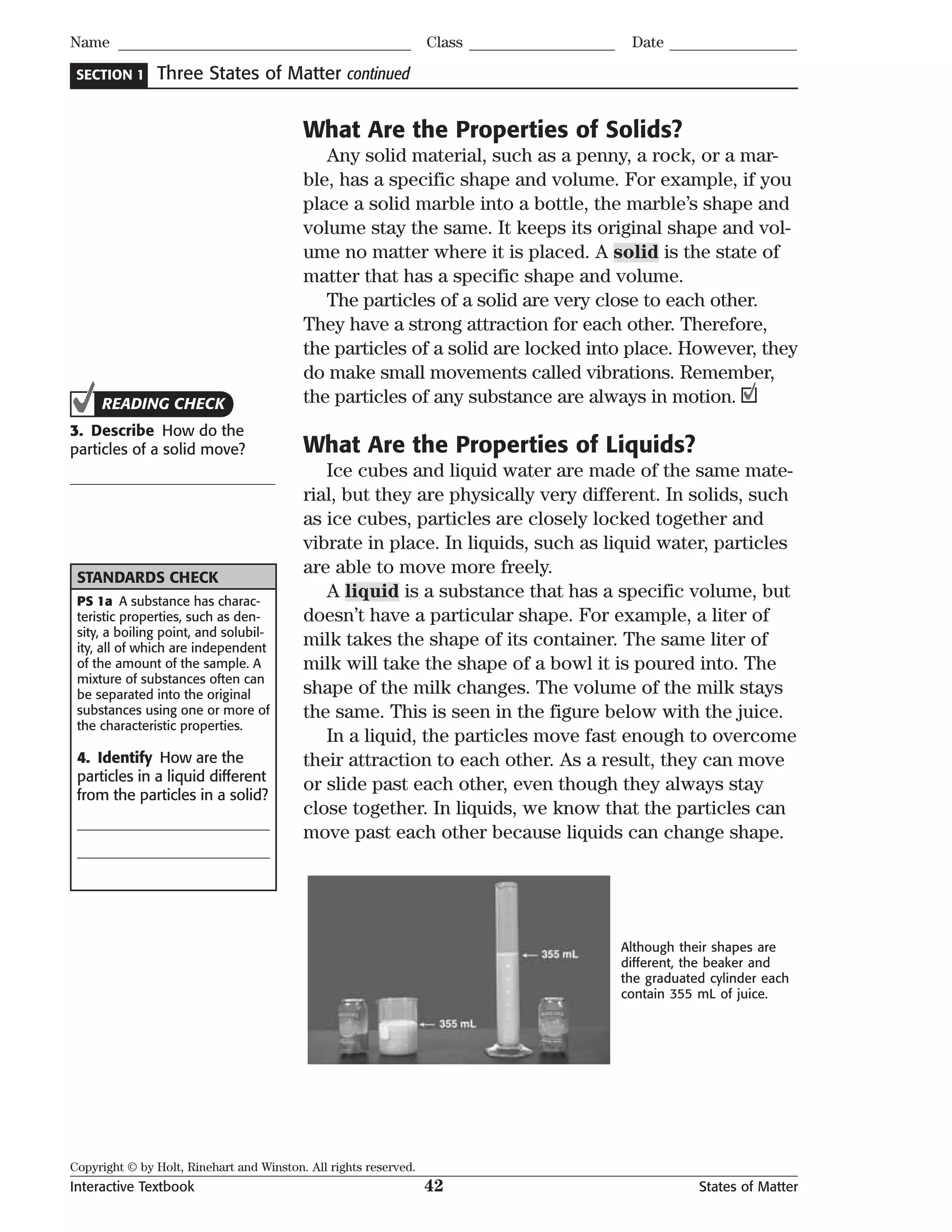 Interactive textbook ch. 2 & 3 the properties & states of matter | PDF