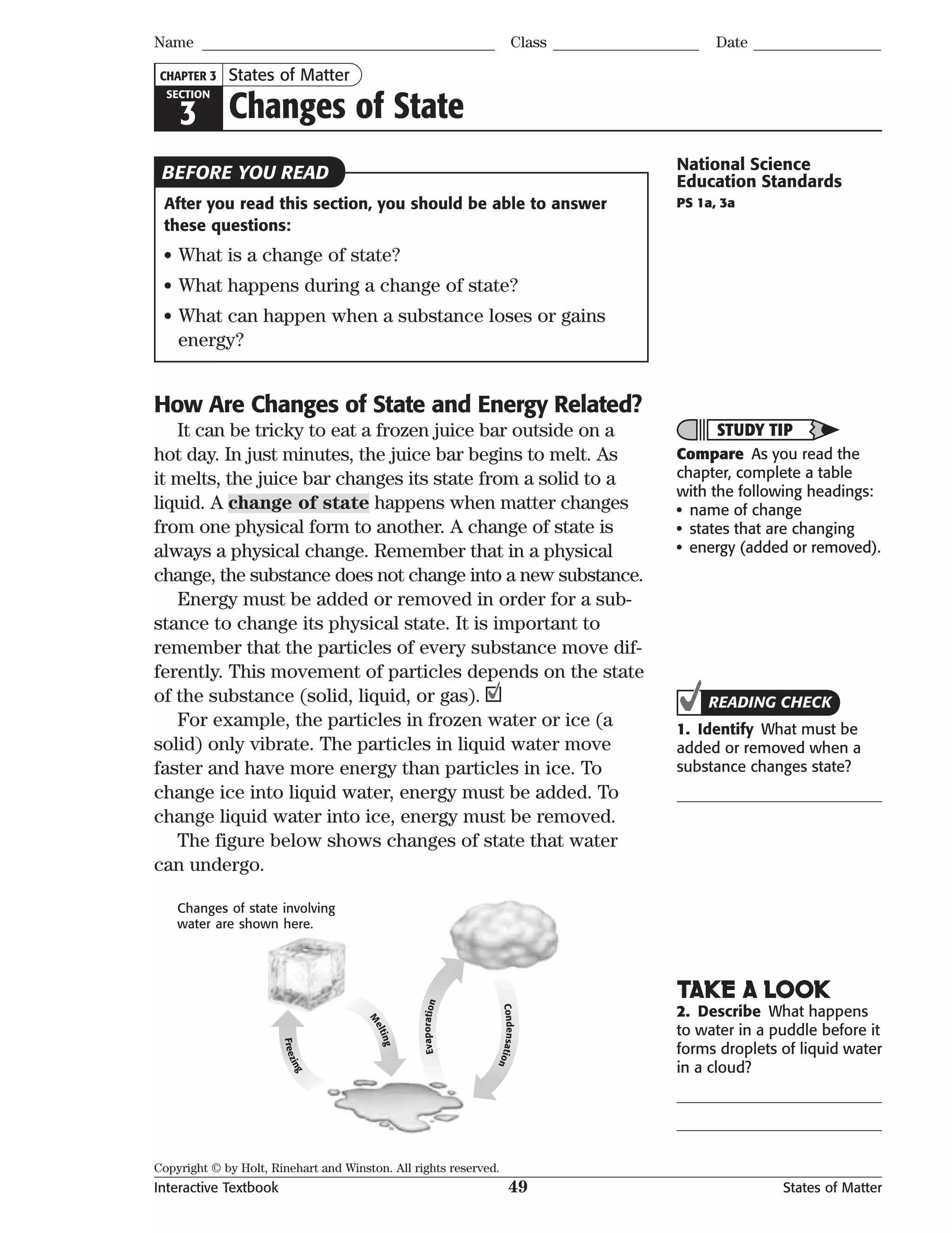 Interactive textbook ch. 2 & 3 the properties & states of matter | PDF