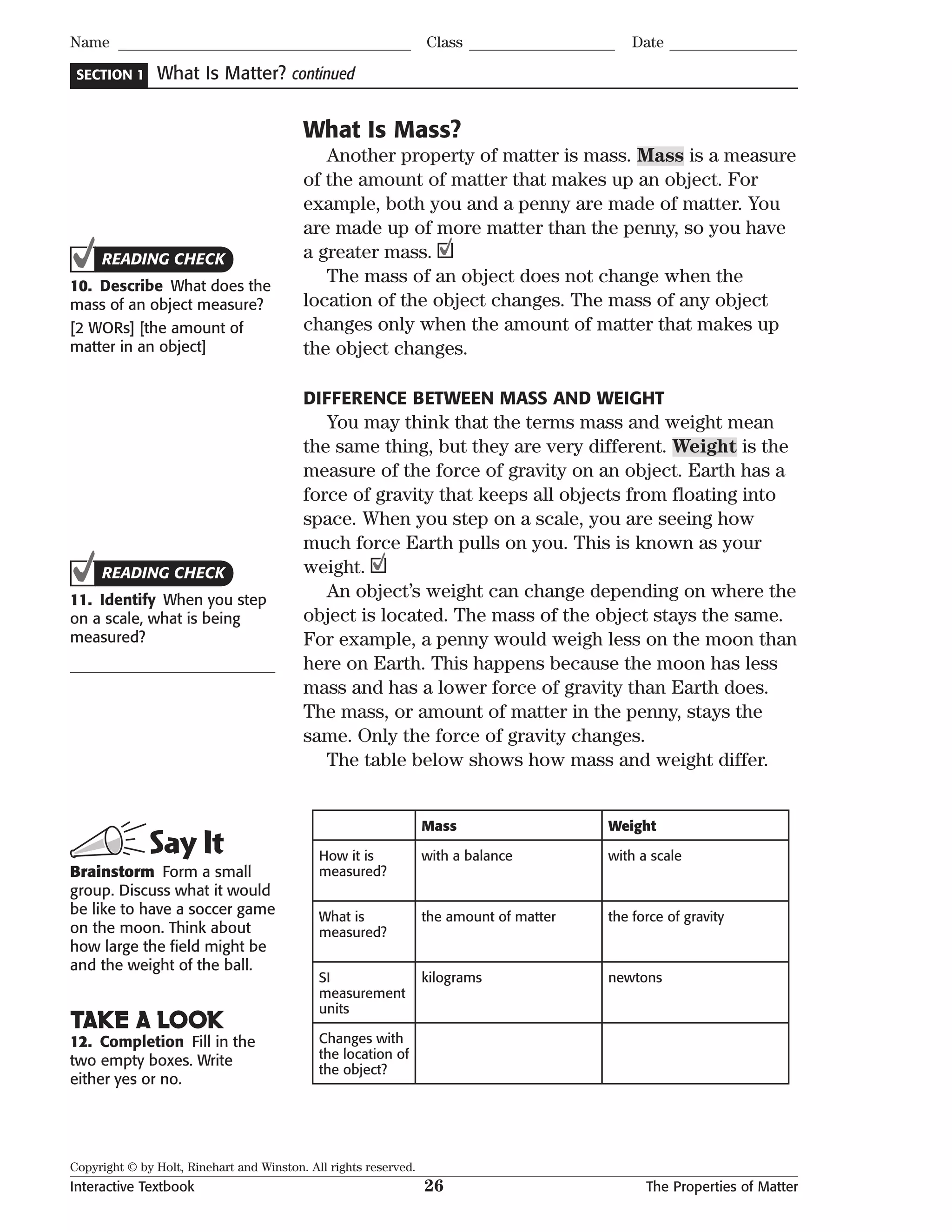 Interactive textbook ch. 2 & 3 the properties & states of matter | PDF