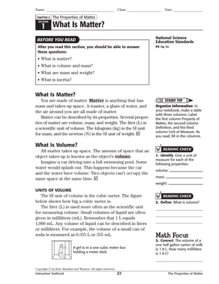 Interactive textbook ch. 2 & 3 the properties & states of matter | PDF