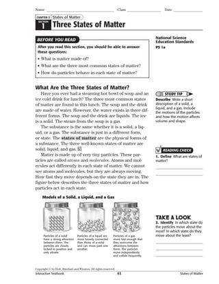 Interactive textbook ch. 2 & 3 the properties & states of matter | PDF