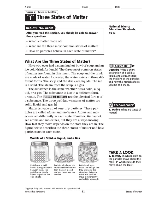 Interactive textbook ch. 2 & 3 the properties & states of matter | PDF