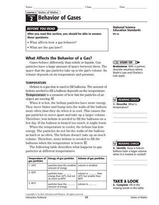 Interactive textbook ch. 2 & 3 the properties & states of matter | PDF