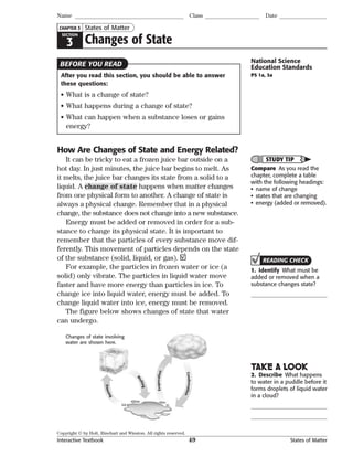 Interactive textbook ch. 2 & 3 the properties & states of matter | PDF