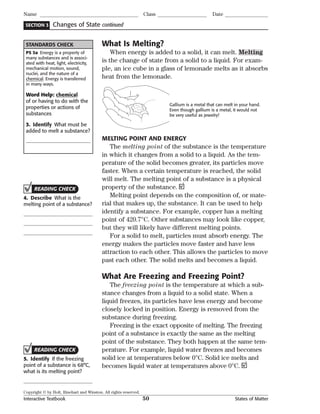 Interactive textbook ch. 2 & 3 the properties & states of matter | PDF