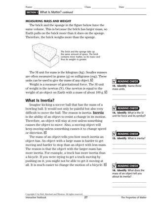 Interactive textbook ch. 2 & 3 the properties & states of matter | PDF