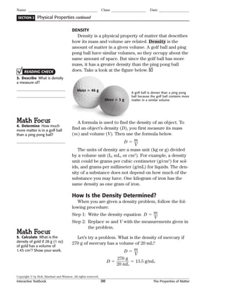 Interactive textbook ch. 2 & 3 the properties & states of matter | PDF