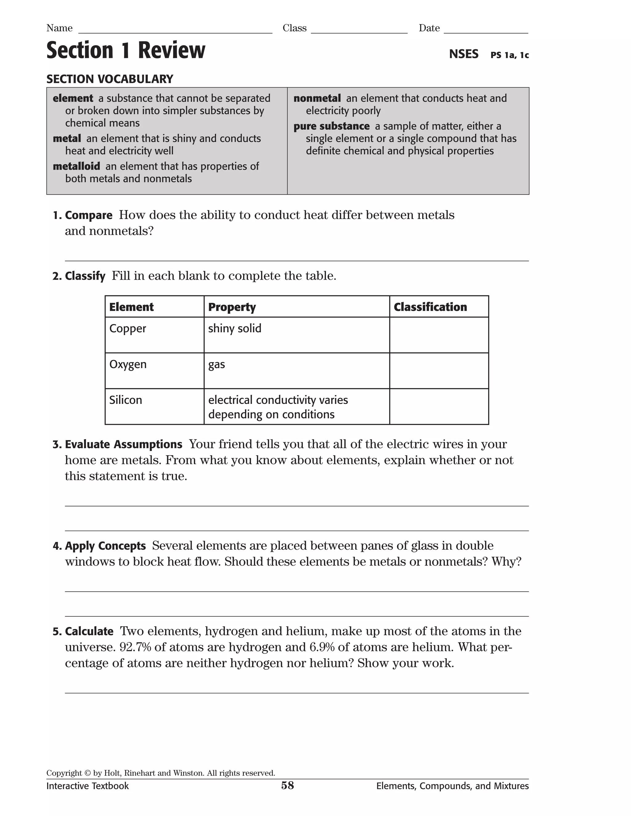 Interactive textbook ch. 4 elements, compounds & mixtures | PDF