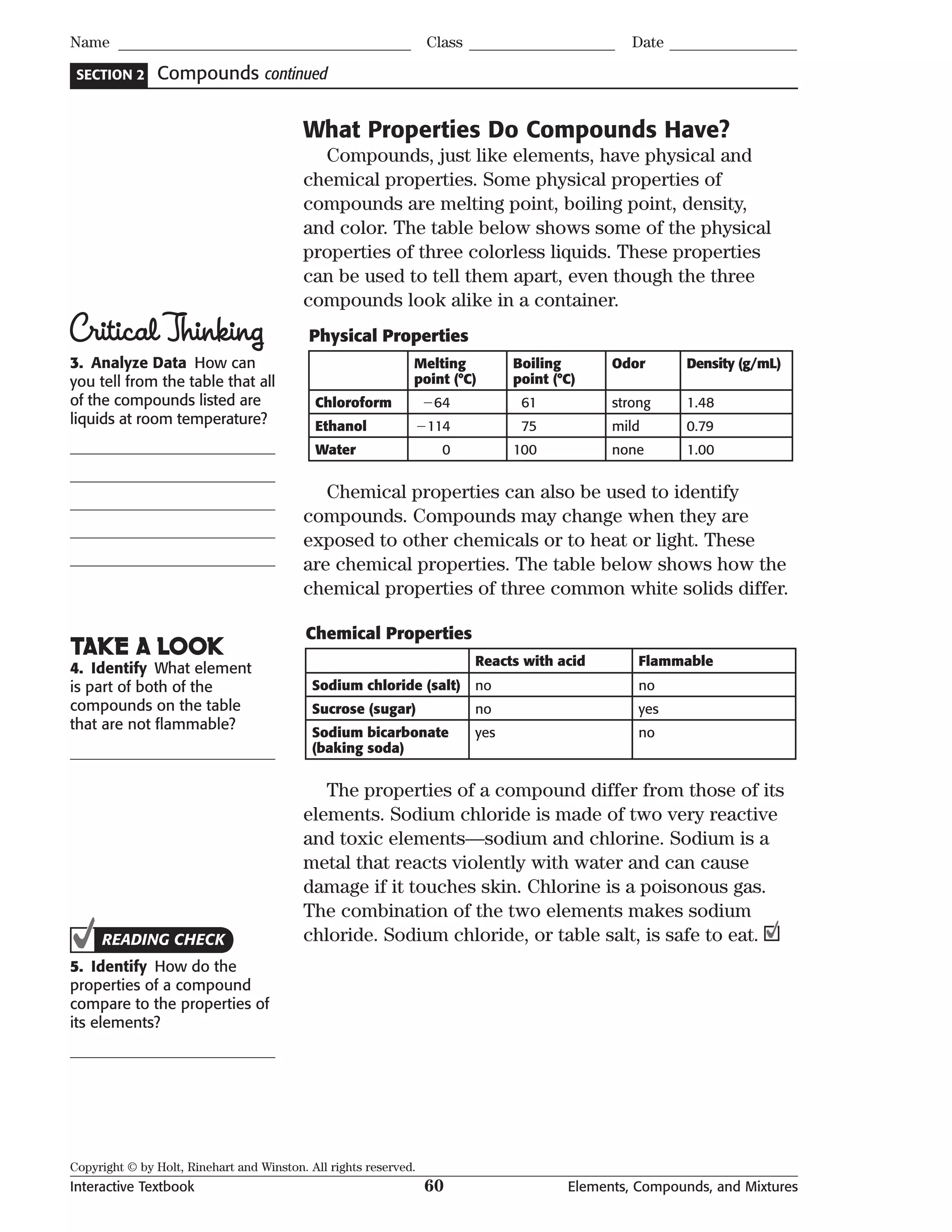 Interactive textbook ch. 4 elements, compounds & mixtures | PDF