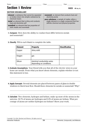 Interactive textbook ch. 4 elements, compounds & mixtures | PDF