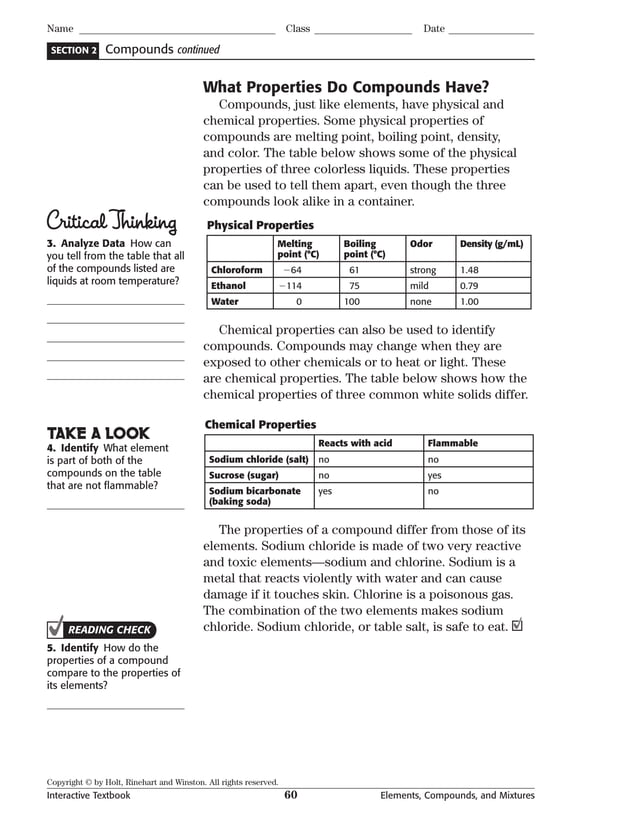 Interactive textbook ch. 4 elements, compounds & mixtures | PDF ...