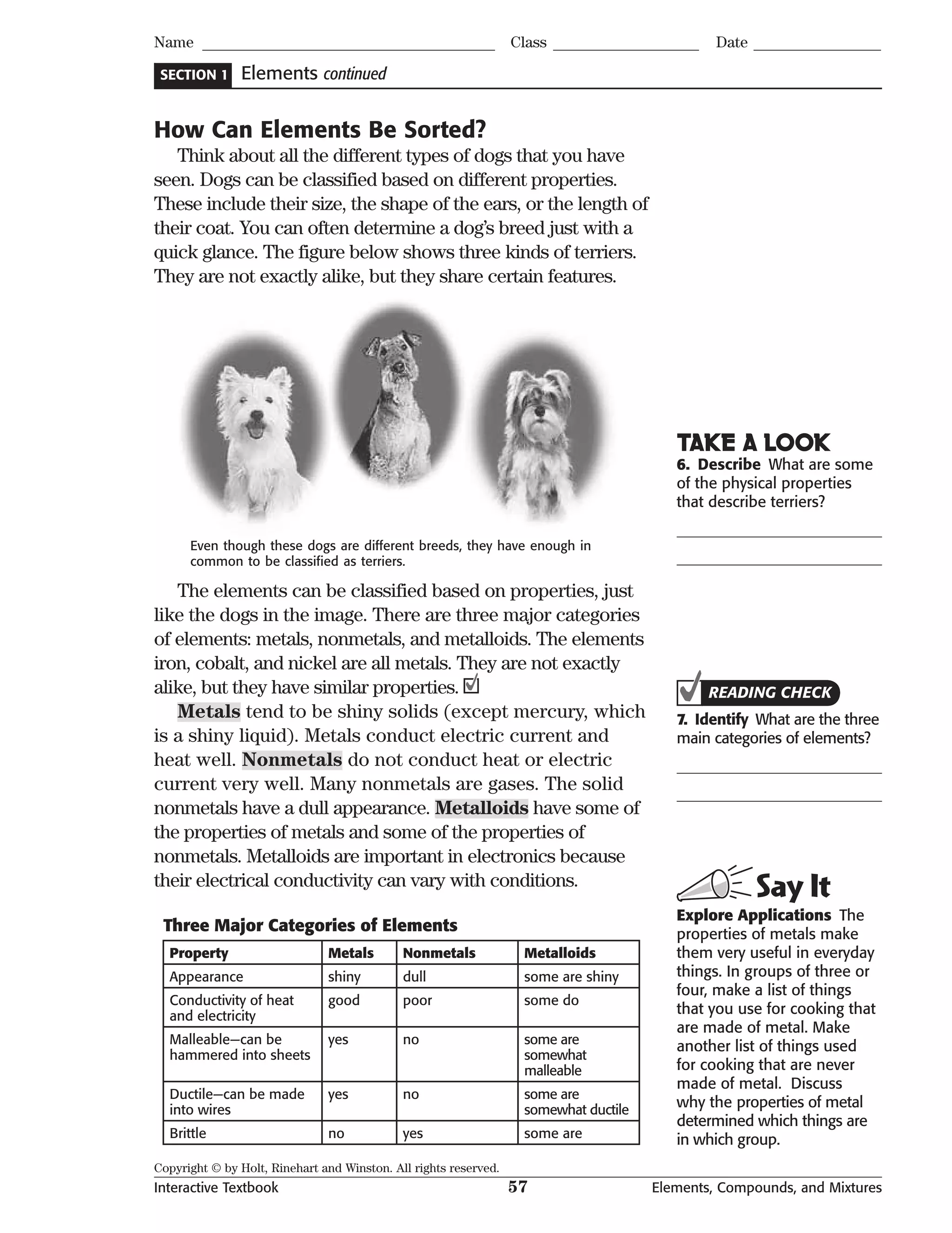 Interactive textbook ch. 4 elements, compounds & mixtures | PDF
