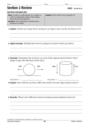 Interactive textbook ch. 5 matter in motion | PDF