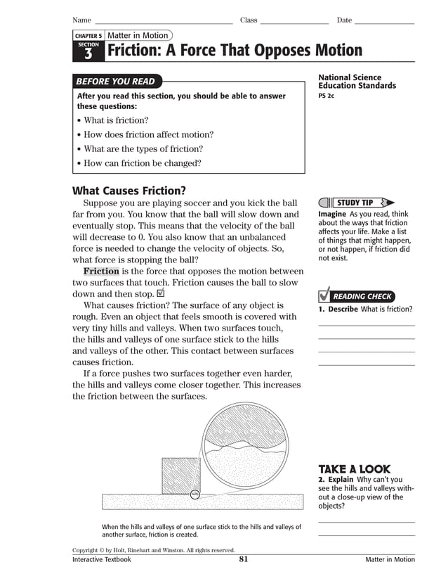 Interactive textbook ch. 5 matter in motion | PDF