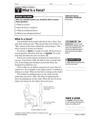 Interactive textbook ch. 5 matter in motion | PDF