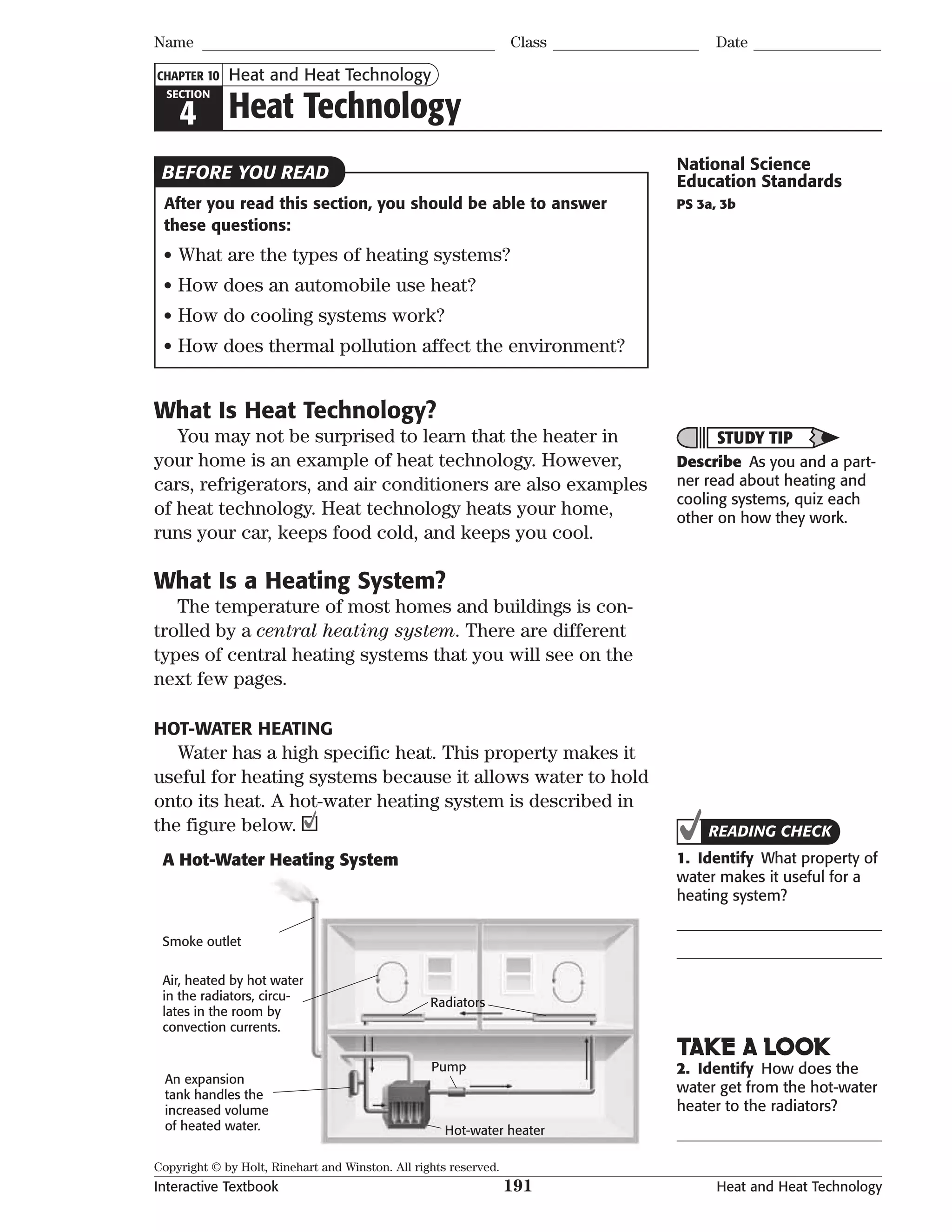 Interactive textbook ch. 10 heat and heat technology | PDF