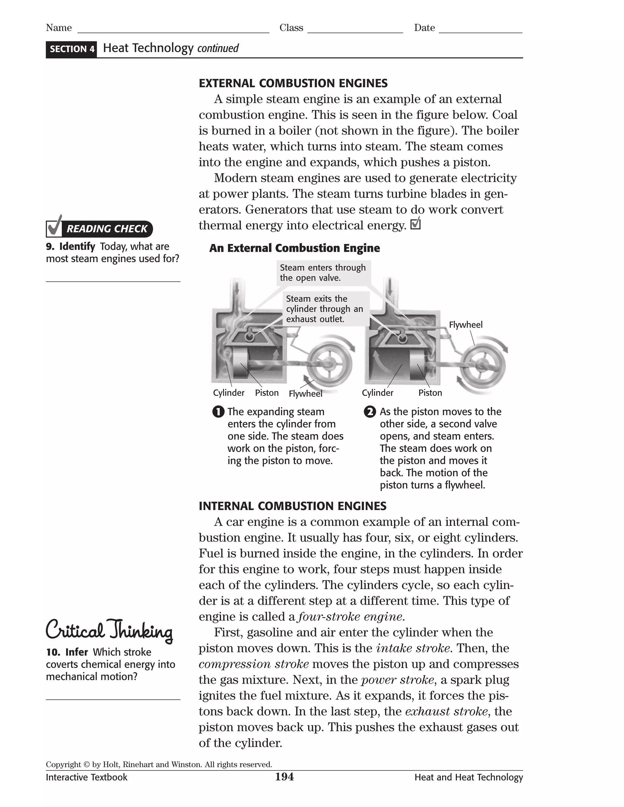 Interactive textbook ch. 10 heat and heat technology | PDF