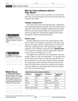 Interactive textbook ch. 10 heat and heat technology | PDF