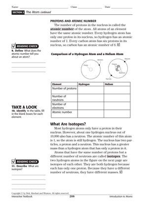 Interactive textbook ch. 11 introduction to atoms | PDF