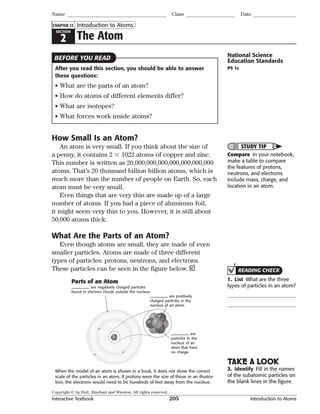 Interactive textbook ch. 11 introduction to atoms | PDF
