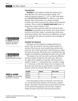Interactive textbook ch. 11 introduction to atoms | PDF