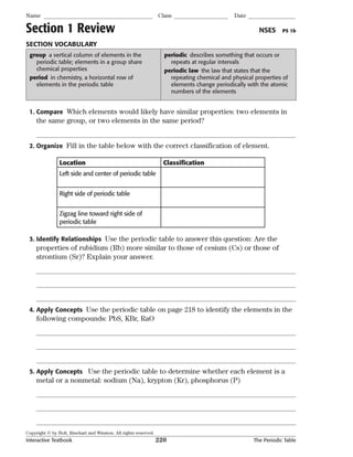 Interactive textbook ch. 12 periodic table | PDF