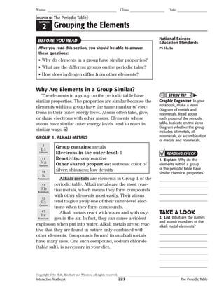 Interactive textbook ch. 12 periodic table | PDF