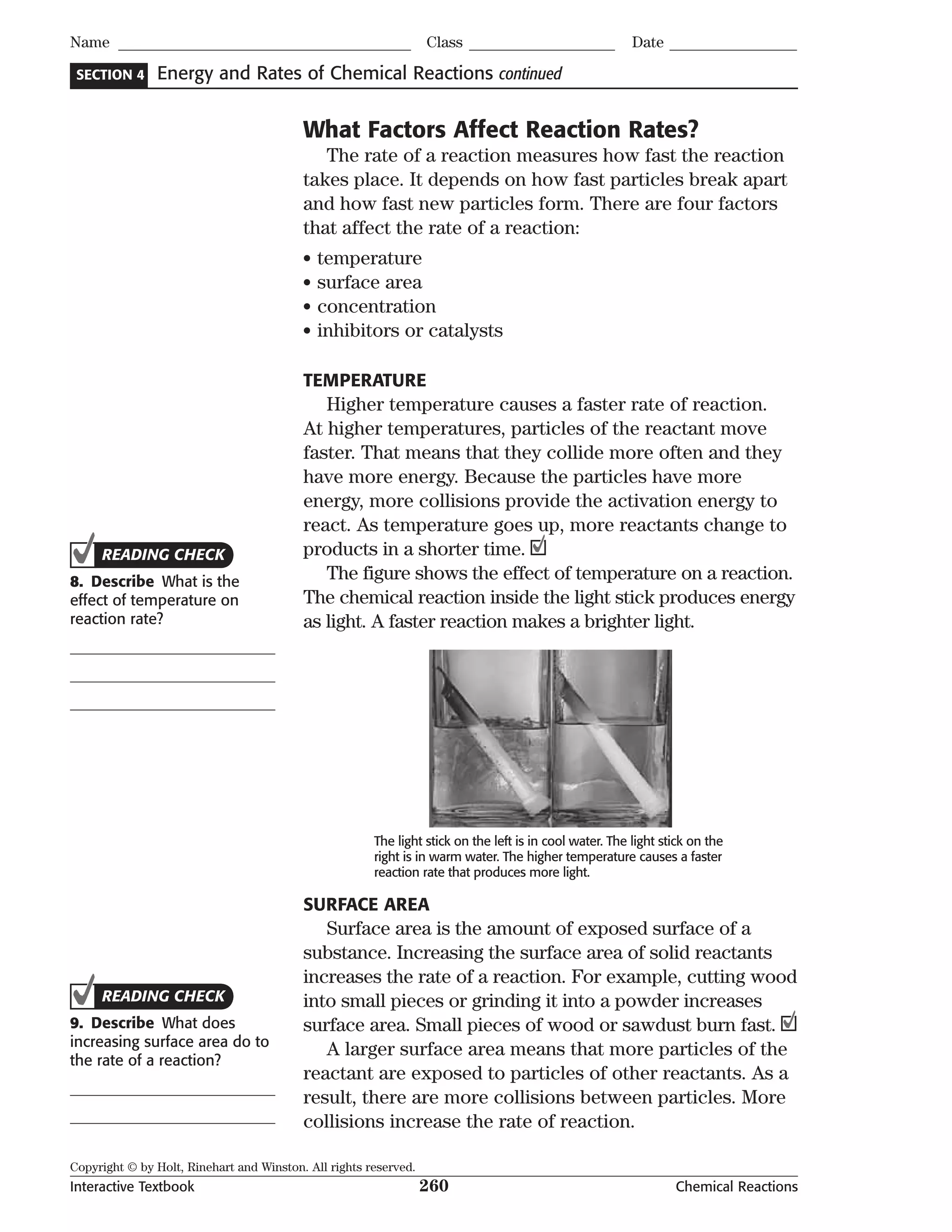 Interactive textbook ch. 14 chemical reactions | PDF