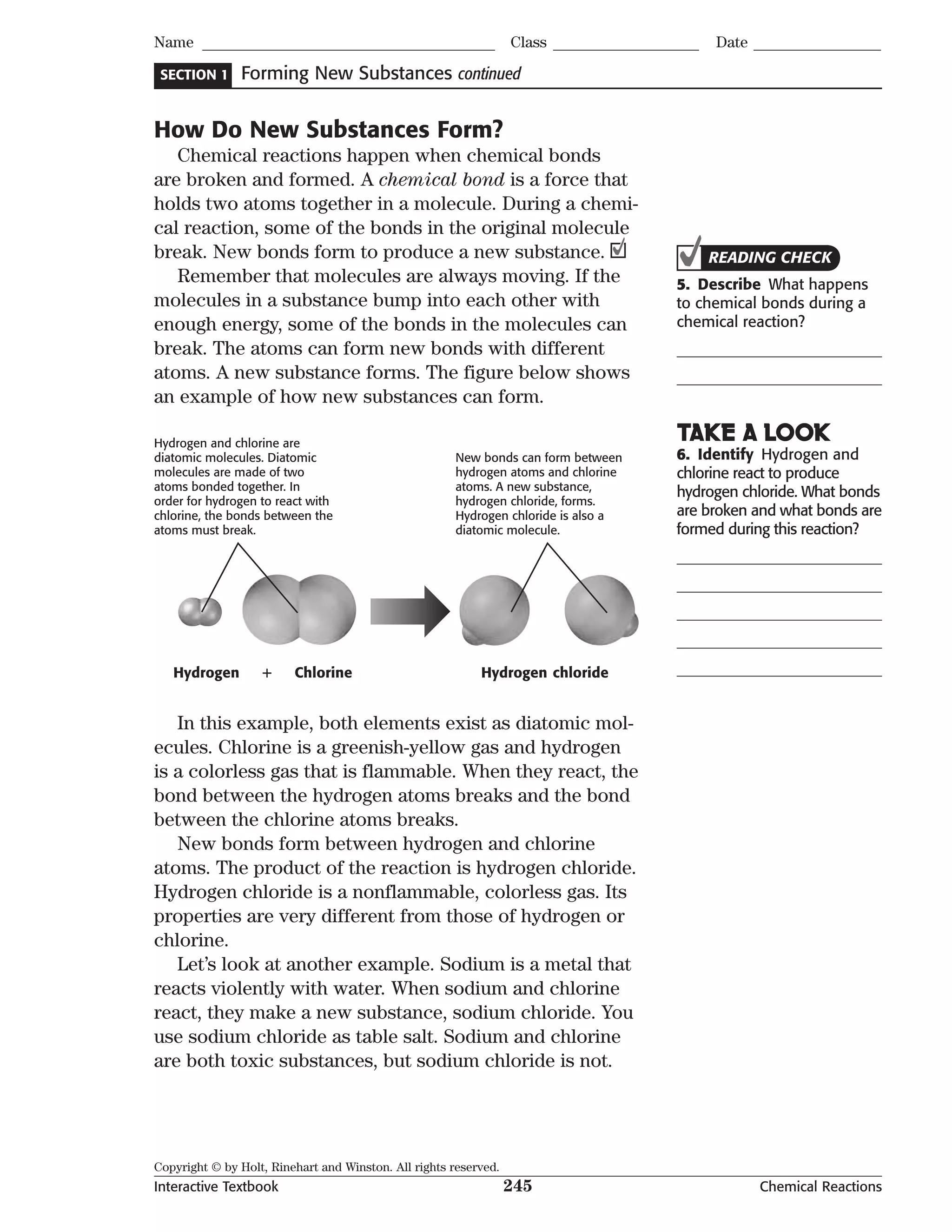 Interactive textbook ch. 14 chemical reactions | PDF