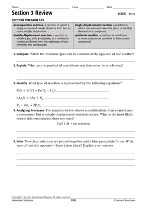 Interactive textbook ch. 14 chemical reactions | PDF