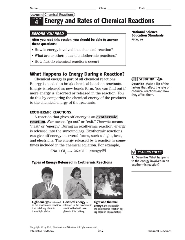 Interactive textbook ch. 14 chemical reactions | PDF
