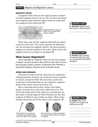 Interactive textbook ch. 18 sec 1 magnets & magnetism | PDF