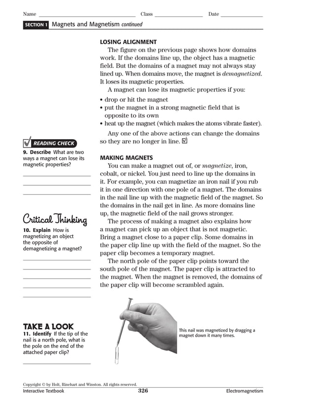 Interactive textbook ch. 18 sec 1 magnets & magnetism | PDF | Chemistry ...