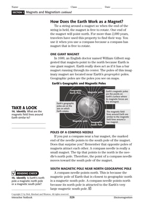 Interactive textbook ch. 18 sec 1 magnets & magnetism | PDF