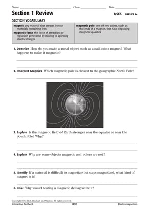 Interactive textbook ch. 18 sec 1 magnets & magnetism | PDF