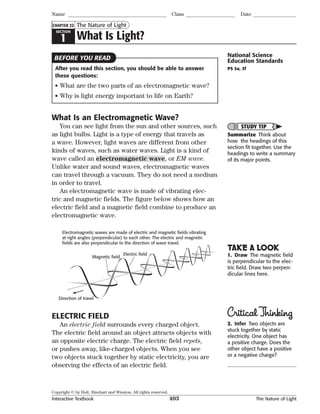 Interactive textbook ch. 22 the nature of light | PDF