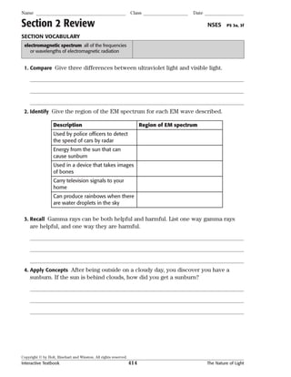 Interactive textbook ch. 22 the nature of light | PDF