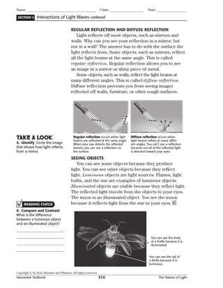 Interactive textbook ch. 22 the nature of light | PDF