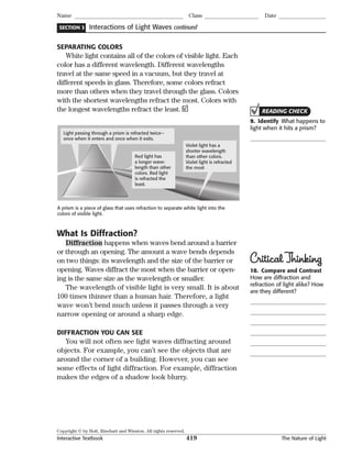 Interactive textbook ch. 22 the nature of light | PDF