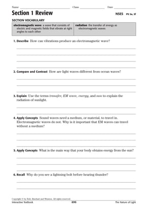 Interactive textbook ch. 22 the nature of light | PDF