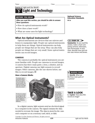Interactive textbook ch 23 light and our world | PDF