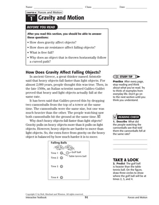 Interactive Textbook Ch. 6 Forces and Motion | PDF