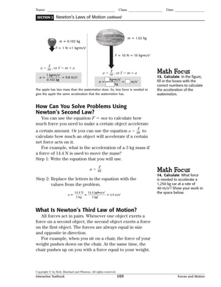 Interactive Textbook Ch. 6 Forces and Motion | PDF