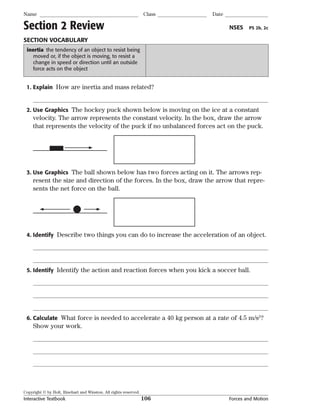 Interactive Textbook Ch. 6 Forces and Motion | PDF