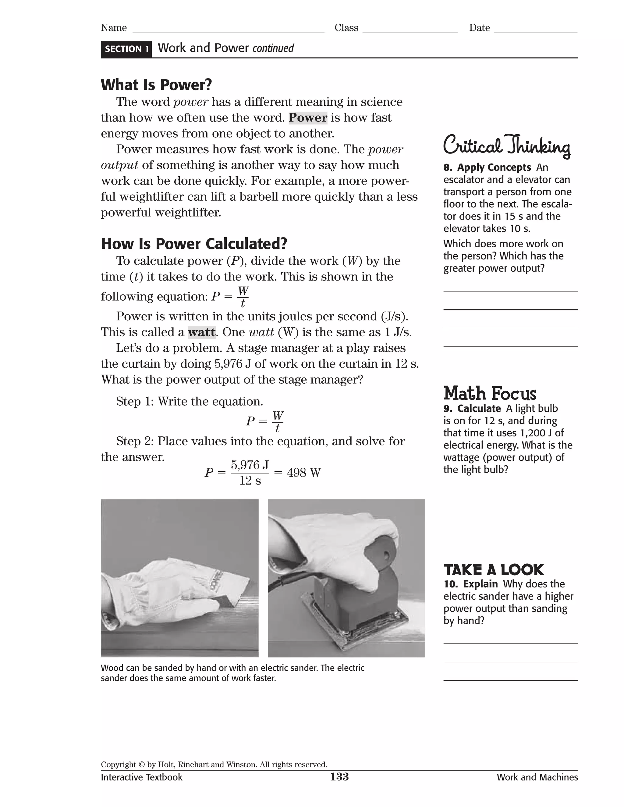 Interactive Textbook Ch. 8 Work and Machines | PDF