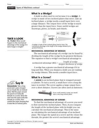 Interactive Textbook Ch. 8 Work and Machines | PDF
