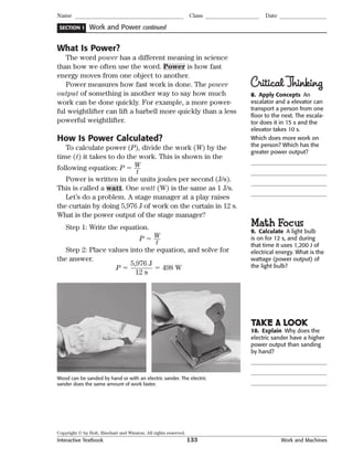 Interactive Textbook Ch. 8 Work and Machines | PDF